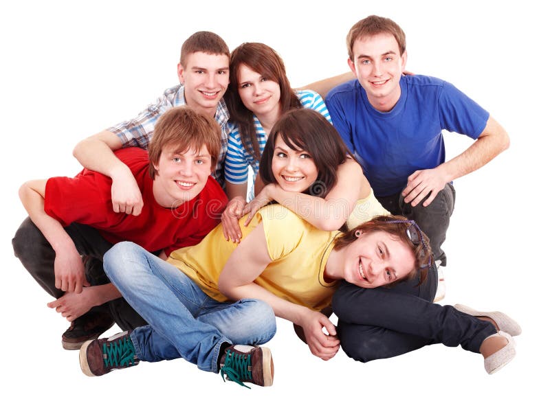 Gruppe Glückliche Junge Leute. Stockbild - Bild von horizontal, schauen ...