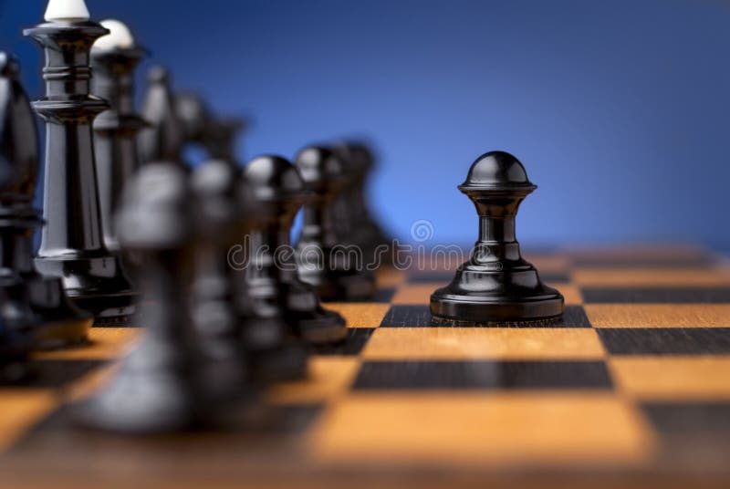 Gruppe Schwarzes Schach Auf Einem Schachbrett Stockfoto - Bild von ...