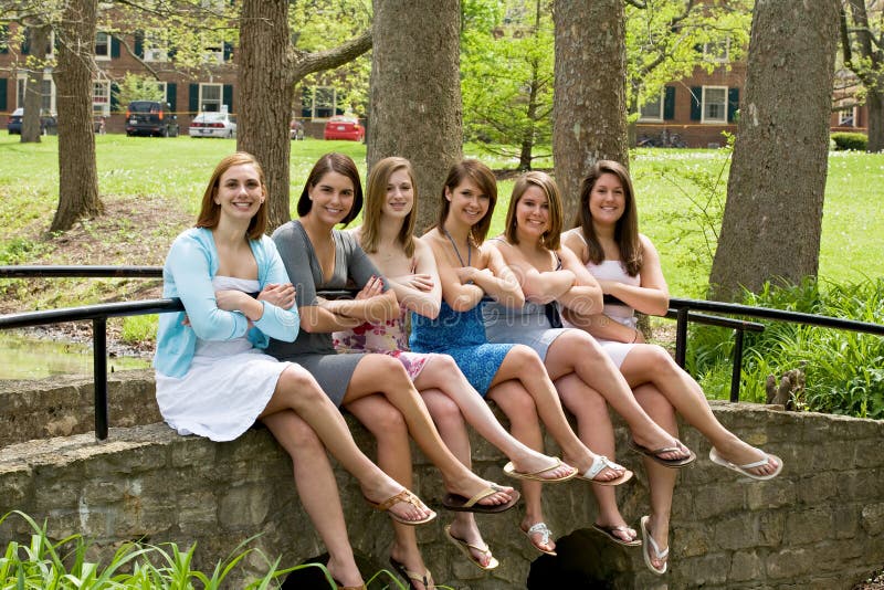 Gruppo Di Ragazze Di Istituto Universitario Immagine Stock Immagine