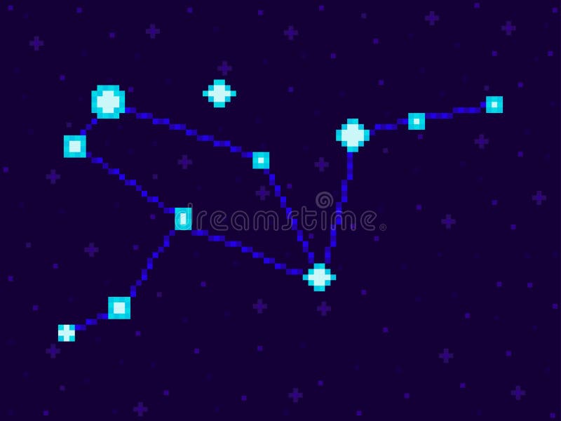 Grus Constellation in Pixel Art Style. 8-bit Stars in the Night Sky in ... Grus Constellation in Pixel Art Style. 8-bit Stars in the Night Sky in ...