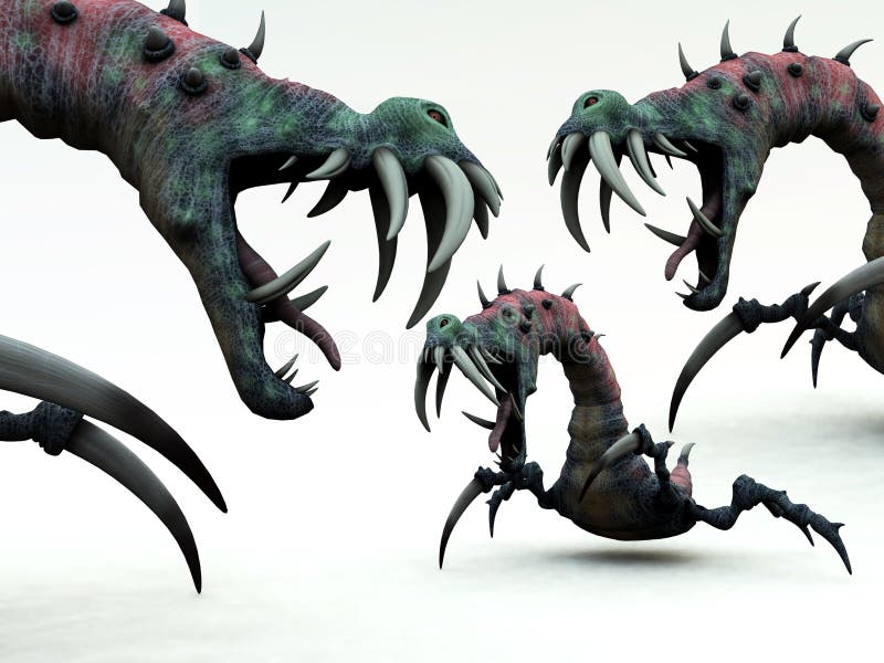 Gruselige Monster 2 stock abbildung. Illustration von zähne - 3424427