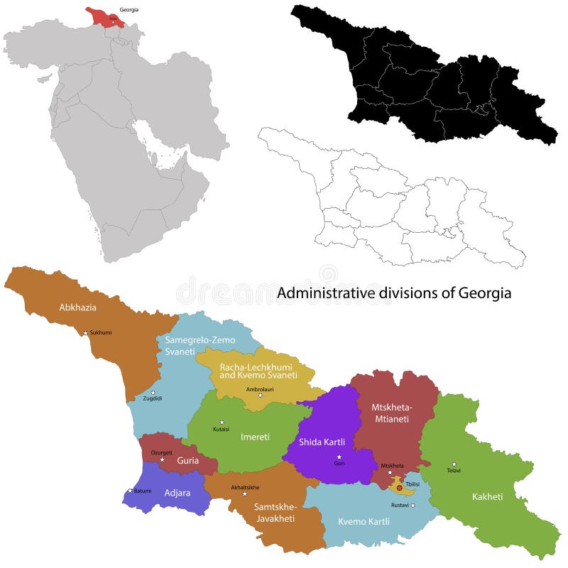 Gruzja mapa ilustracja wektor. Ilustracja złożonej z polityczny - 31464425