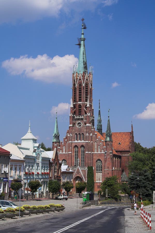 View at the Basilica Building in Small Town Grybow - Poland Stock Image ...