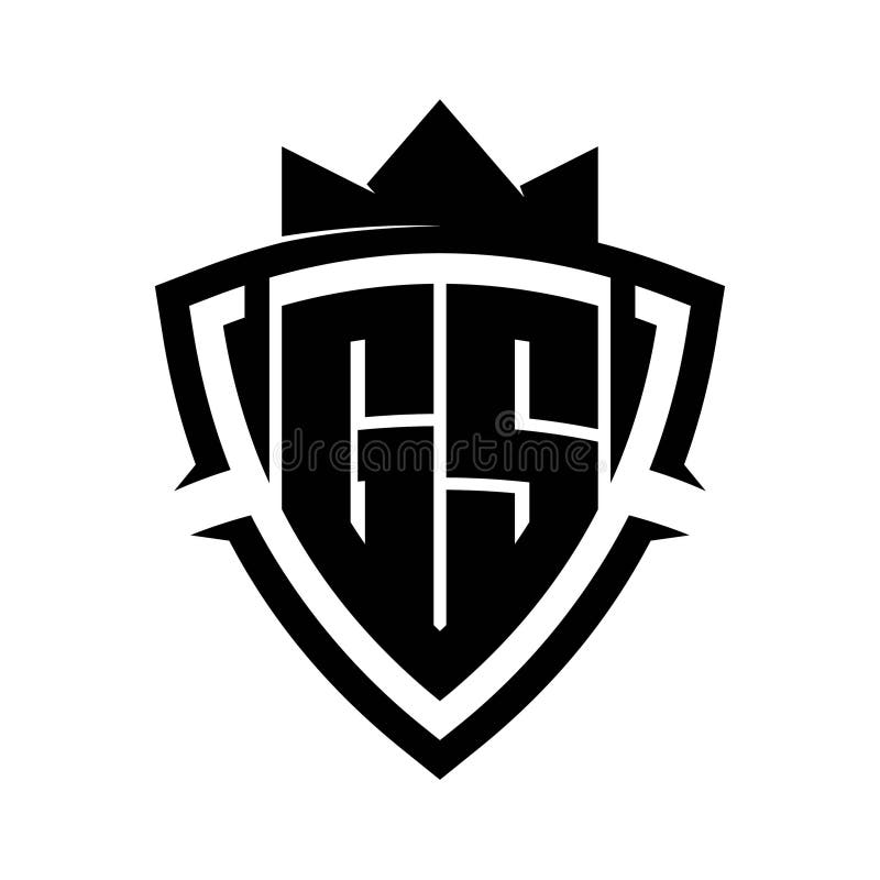 GS Letter Bold Monogram Triangle Curve Shield Shape with Crown Black ...