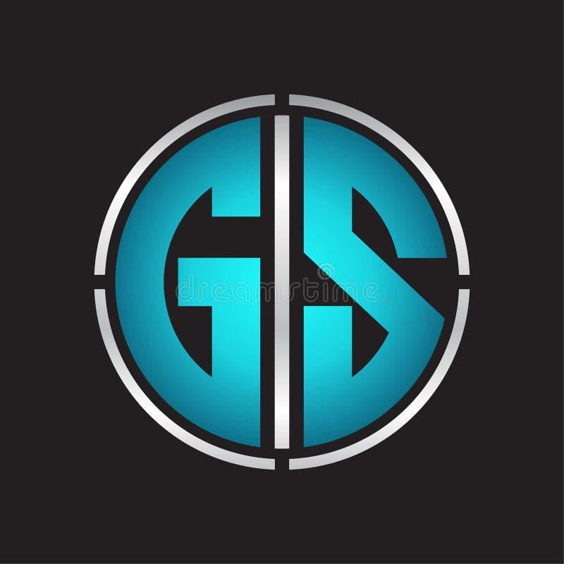 GS Logo Initial with Circle Line Cut Design Template on Blue Colors ...