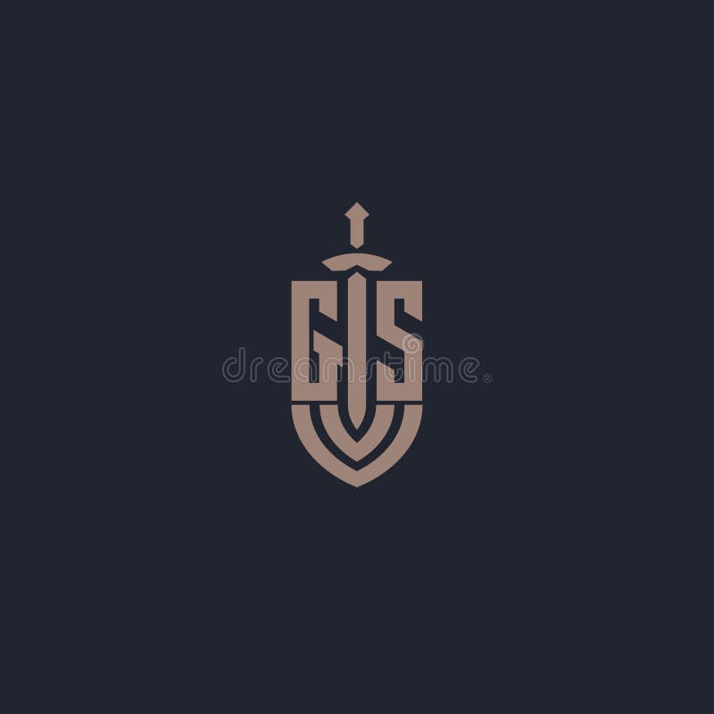 GS Logo Monogram with Sword and Shield Style Design Template Stock ...