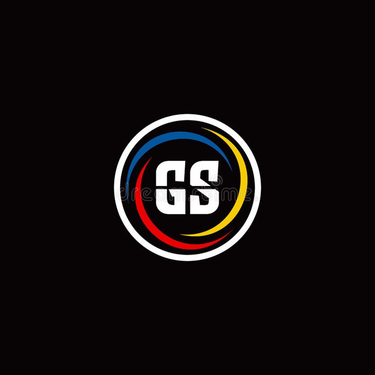 GS Monogram Logo Isolated on Circle Shape with 3 Slash Colors Rounded ...