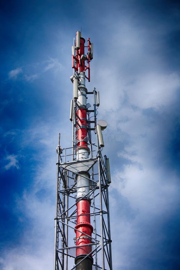 Gsm tower and blue sky stock photo. Image of satellite - 87935756