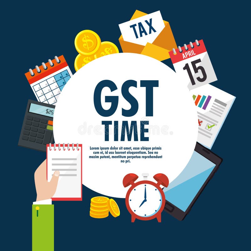 Gst Time Set Elements Icons Stock Vector - Illustration of human ...