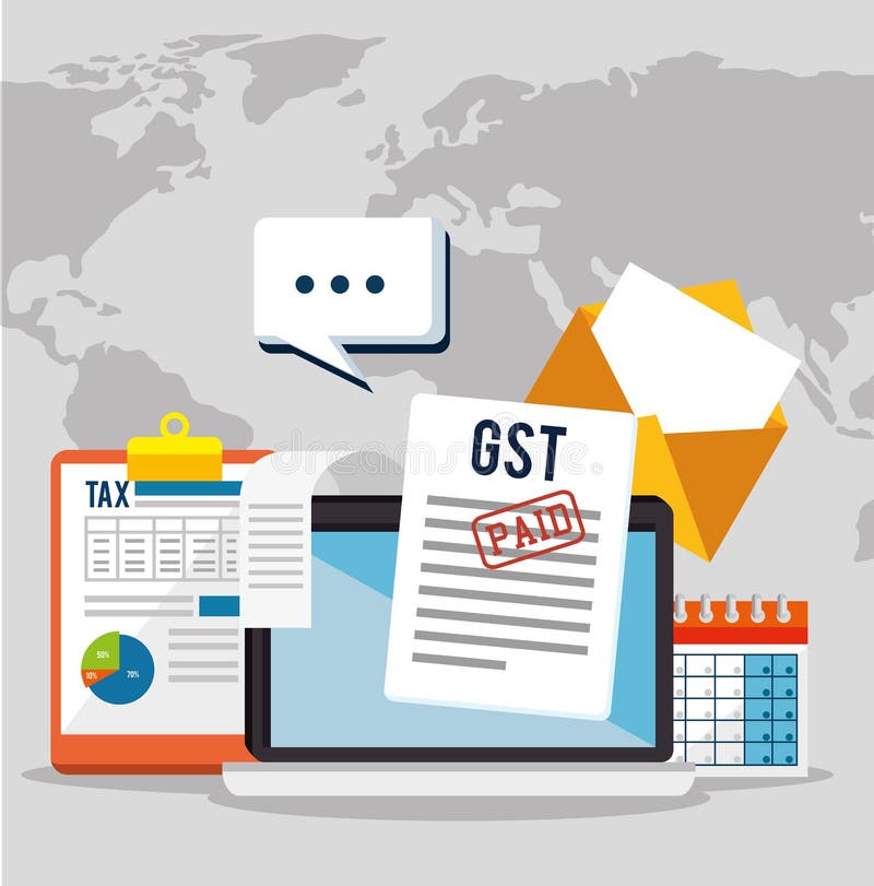 Gst Time Set Elements Icons Stock Vector - Illustration of currency ...