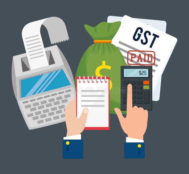 Gst Time Set Elements Icons Stock Vector - Illustration of economy ...