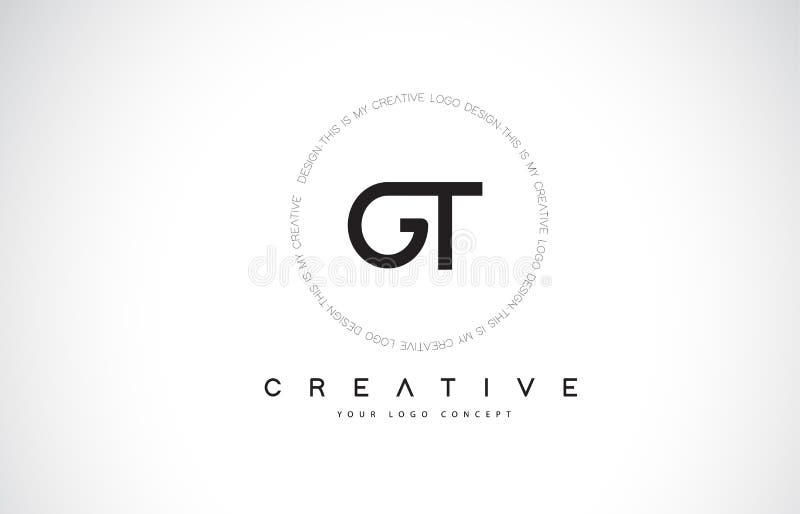 GT G T Logo Design with Black and White Creative Text Letter Vector ...
