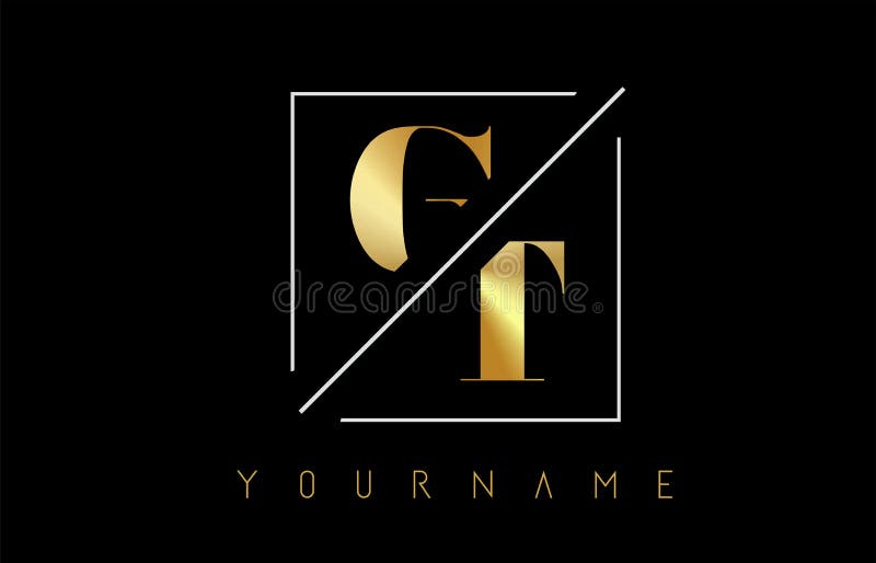 GT Golden Letter Logo with Cutted and Intersected Design Stock Vector ...