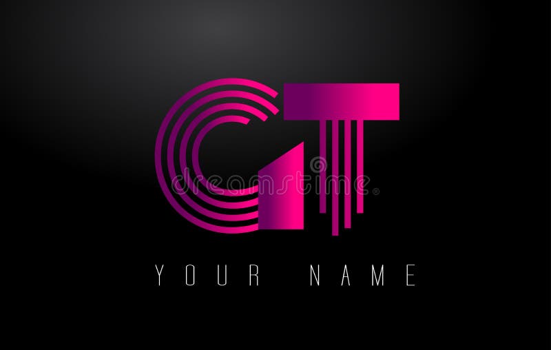GT Magenta Lines Letter Logo. Creative Line Letters Vector Template ...