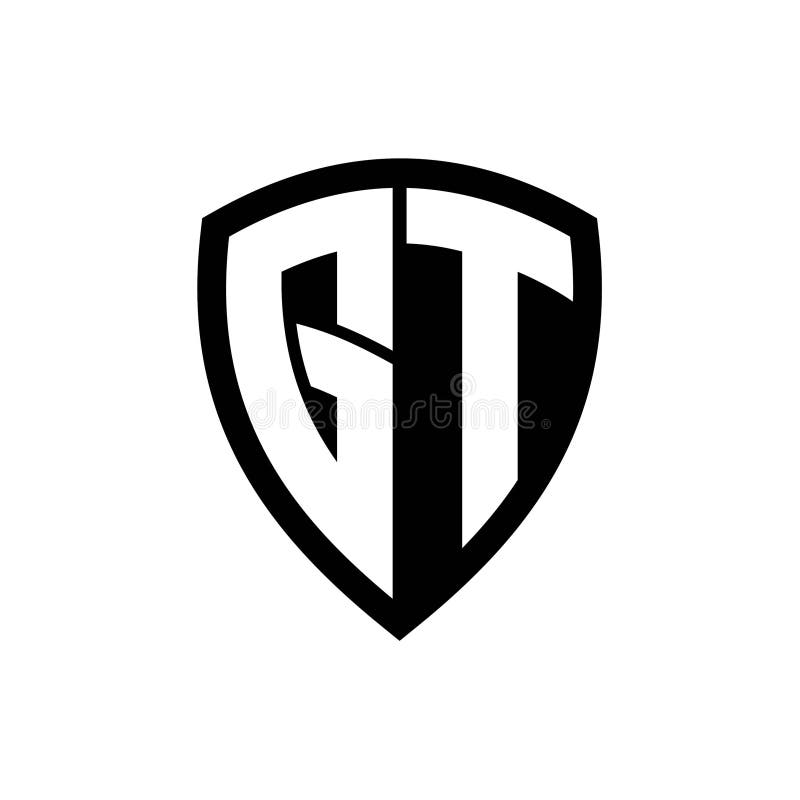 GT Monogram Logo with Bold Letters Shield Shape with Black and White ...