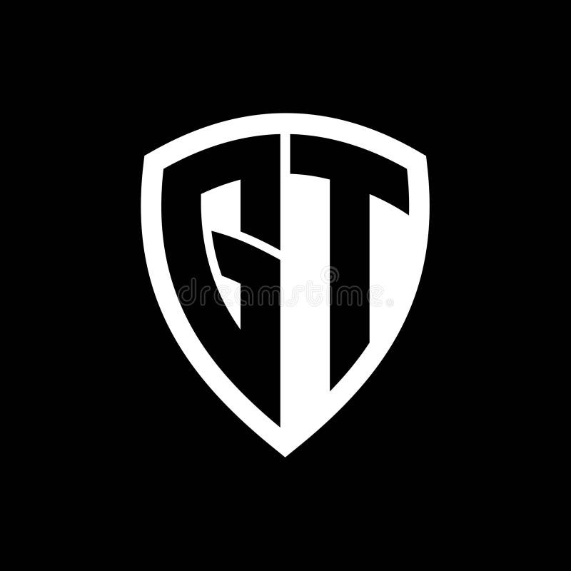 GT Monogram Logo with Bold Letters Shield Shape with Black and White ...