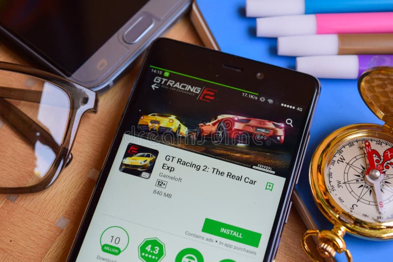 GT Racing 2: the Real Car Exp Dev App on Smartphone Screen. Editorial ...