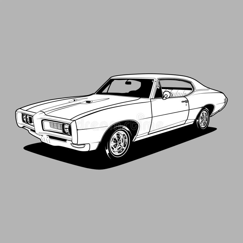 GTO 1968 Black and White stock vector. Illustration of artwork - 303922135