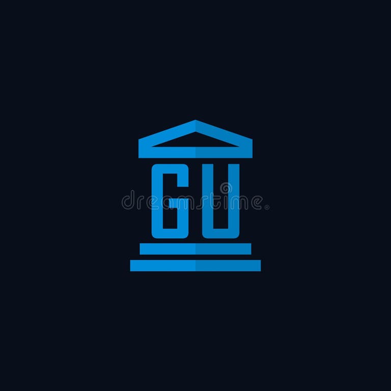 GU Initial Logo Monogram with Simple Courthouse Building Icon Design ...