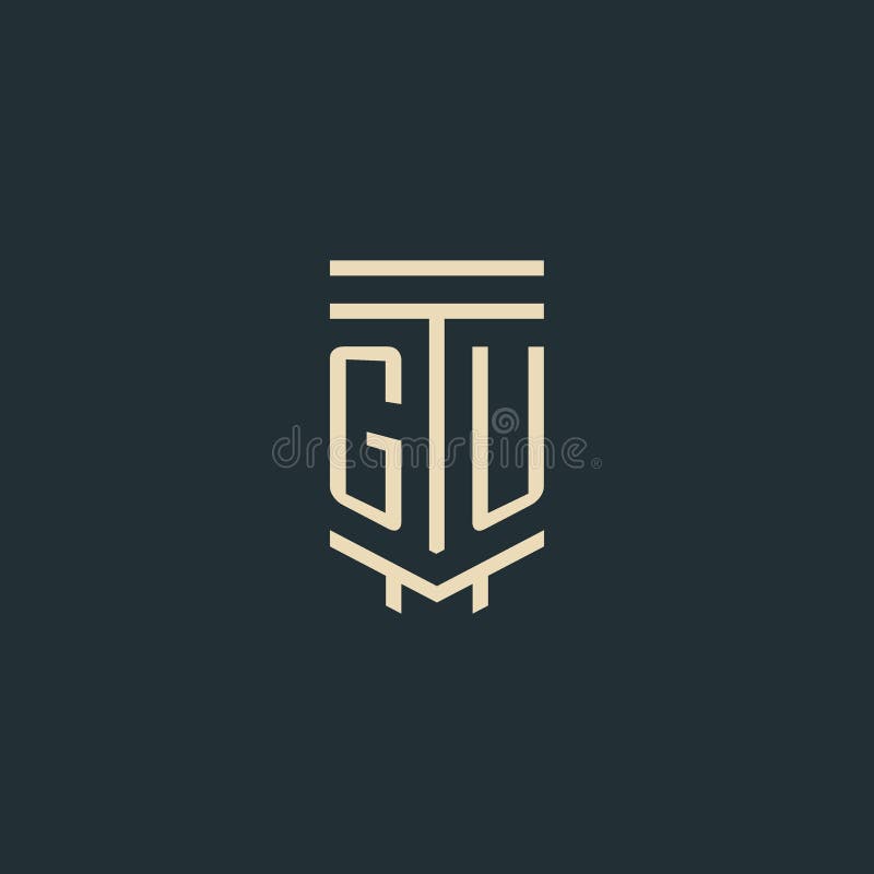 GU Initial Monogram with Simple Line Art Pillar Logo Designs Stock ...