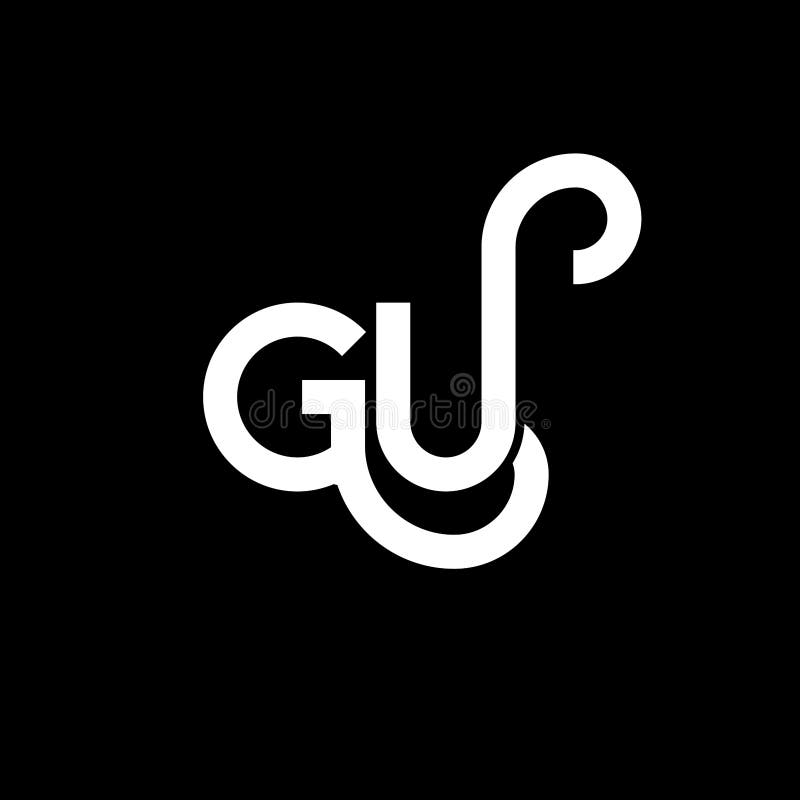 GU Letter Logo Design on Black Background. GU Creative Initials Letter ...