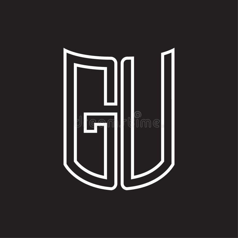 GU Logo Monogram with Ribbon Style Outline Design Template Stock Vector ...