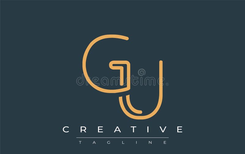 GU Minimalistic Line Art Logo Design with Abstract Lettering Stock ...