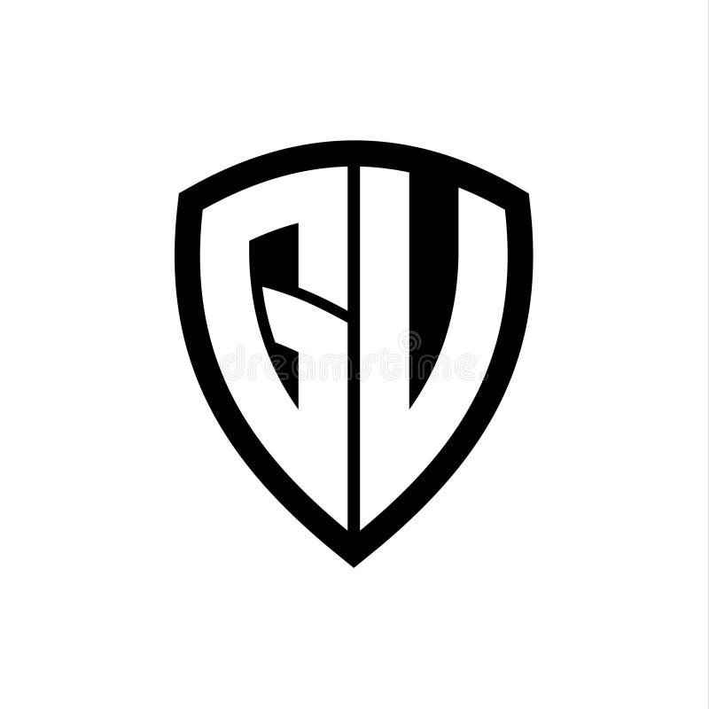GU Monogram Logo with Bold Letters Shield Shape with Black and White ...