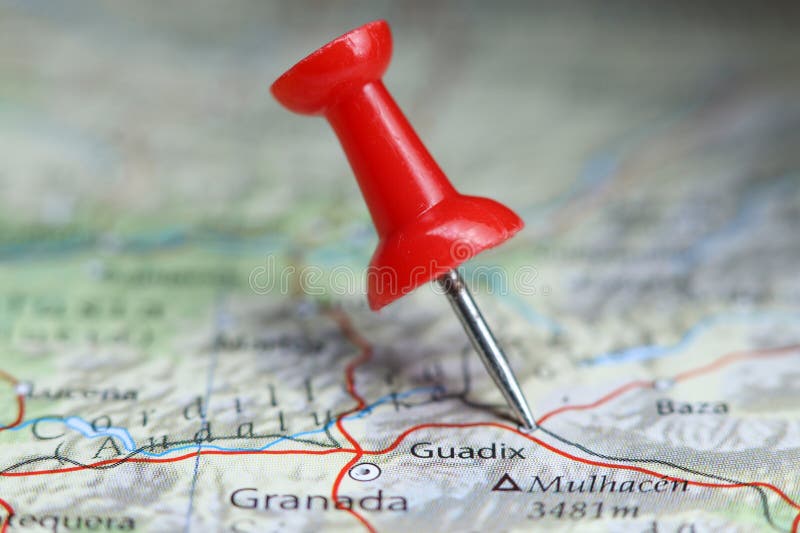 Guadix, Spain pin on map stock image. Image of destination - 346781705