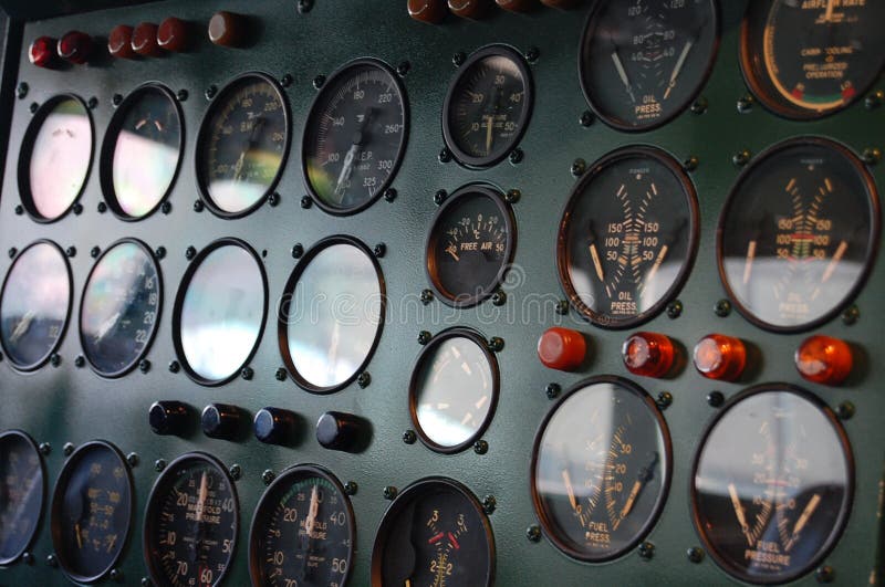 Gauges / Dashboard from a 1950`s Propliner Airplane Stock Photo - Image ...