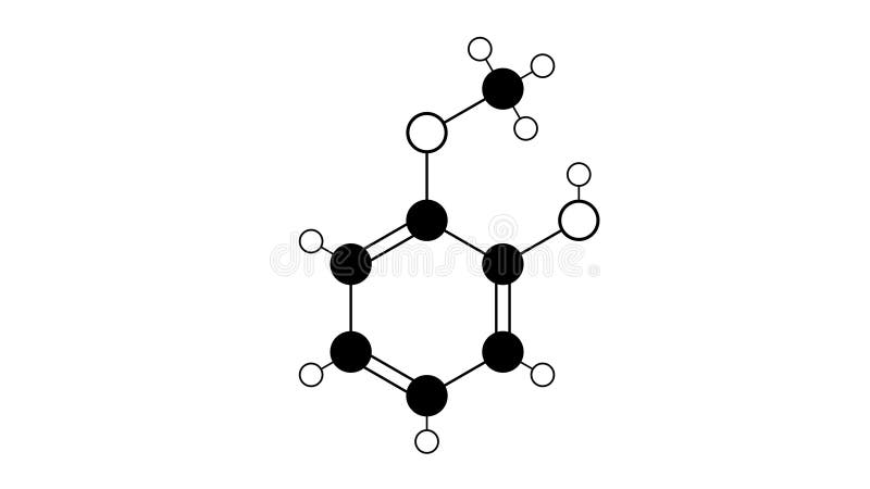 Guaiacol Molecule, Structural Chemical Formula, Ball-and-stick Model ...