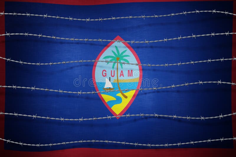 Guam flag and barbed wire stock illustration. Illustration of ...