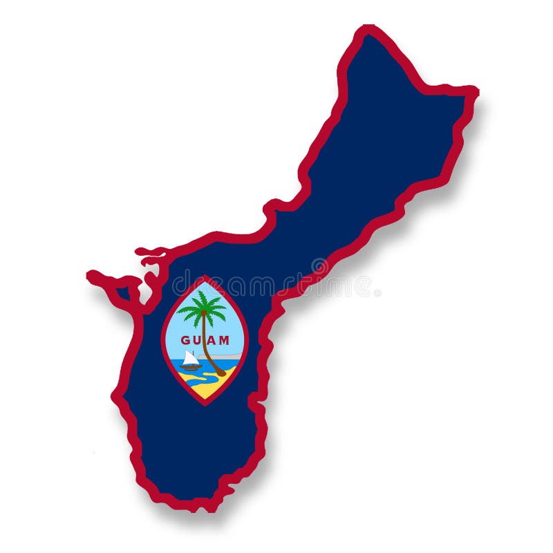 Guam Flag Map with Clipping Path Stock Illustration - Illustration of ...