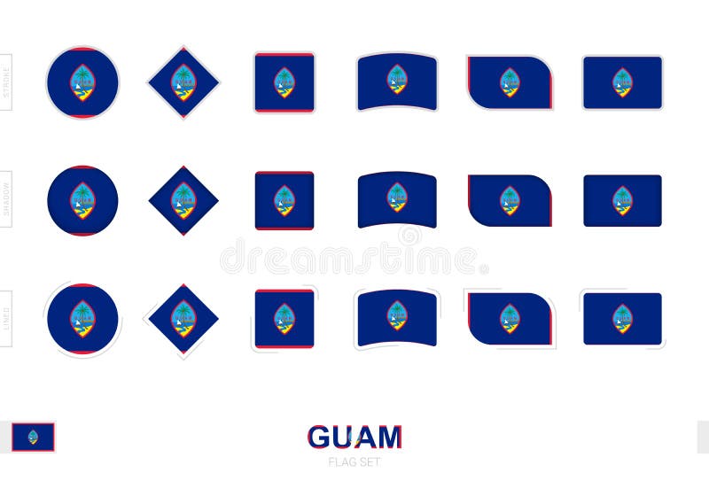 Guam Flag Set, Simple Flags of Guam with Three Different Effects Stock ...