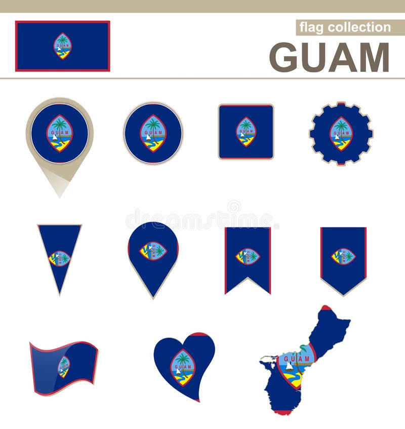 Guam Flag Gesetzt Einfache Flaggen Von Guam Mit Drei Verschiedenen ...