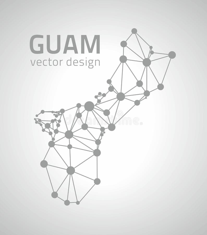 Guam Vector Dot Grey Outline Triangle Perspective Modern Map Stock ...