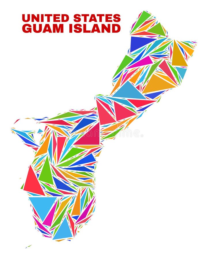 Guam Island Map - Mosaic of Color Triangles Stock Vector - Illustration ...