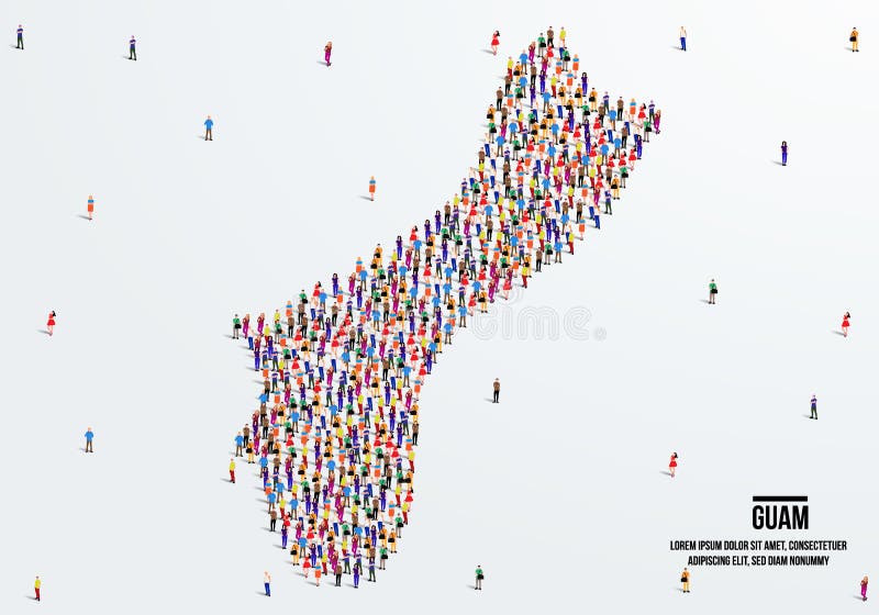 Guam Map. Large Group of People Form To Create a Shape of the Guam Map ...
