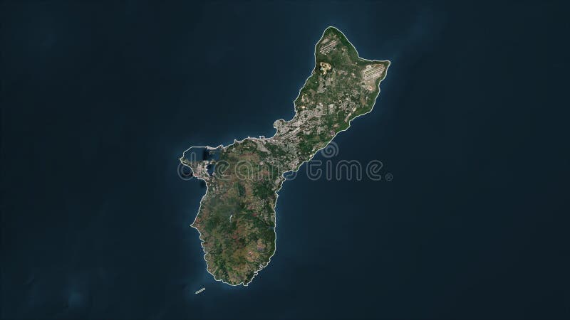Guam - USA Outlined. High-res Satellite Stock Illustration ...