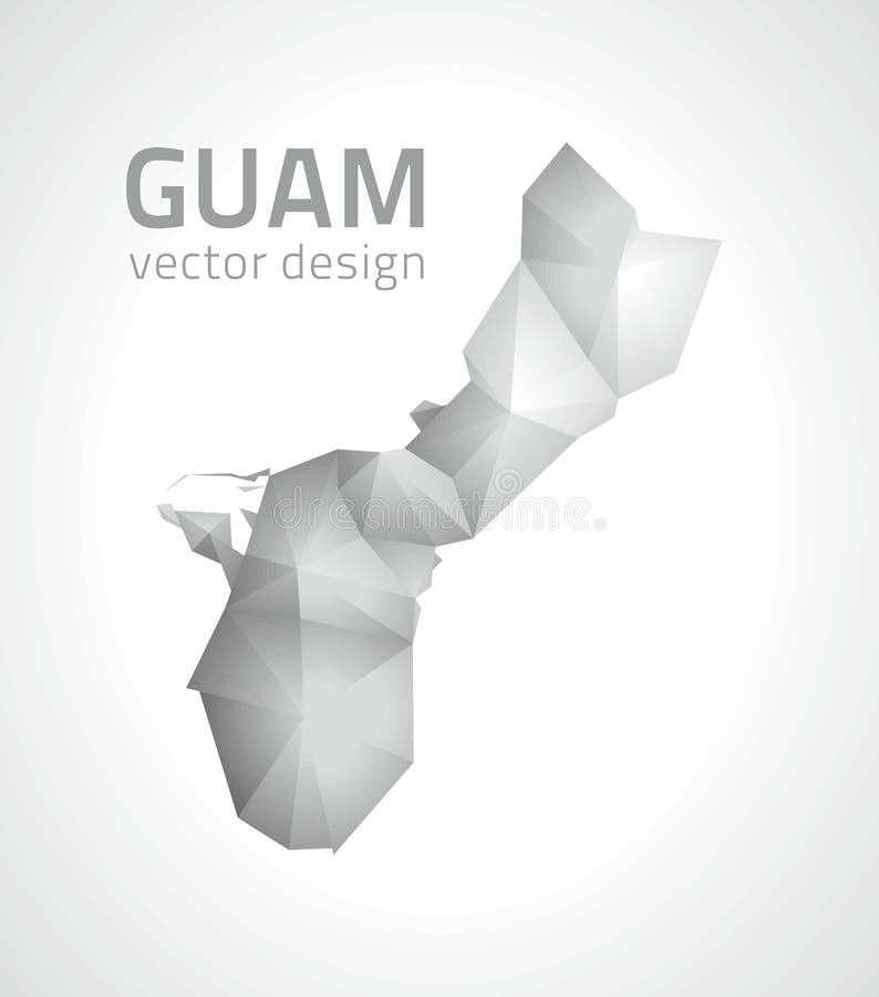 Guam Vector Polygonal Modern Grey and Silver Map of America Stock ...