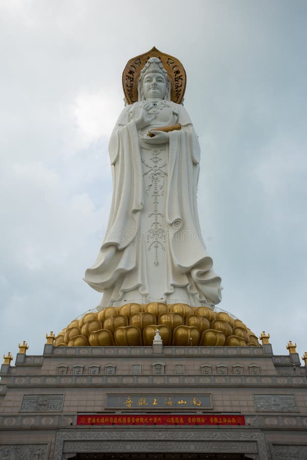 Guan Yin White Marble Statue Stock Photo - Image of peaceful, holy ...