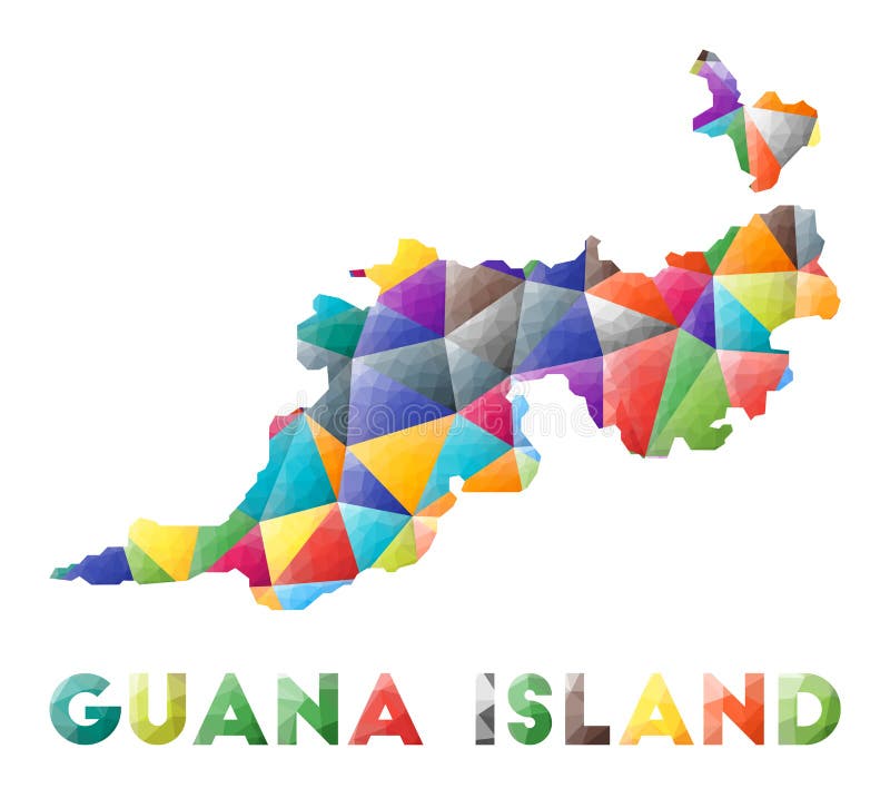 Guana Island - Colorful Low Poly Island Shape. Stock Vector ...