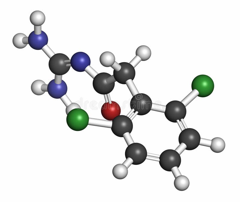 Guanfacine ADHD Drug Molecule. Atoms are Represented As Spheres with ...