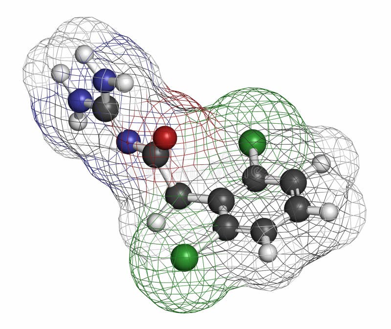 Guanfacine ADHD Drug Molecule. Atoms are Represented As Spheres with ...