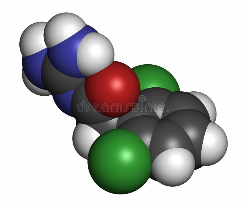 Guanfacine ADHD Drug Molecule. Atoms are Represented As Spheres with ...