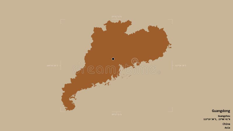 Guangdong China Map with Chinese National Flag Illustration Stock ...