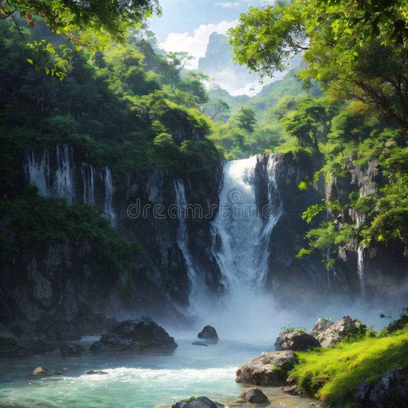 Guangxi Detian Cross-border Waterfall Made with Generative AI Stock ...