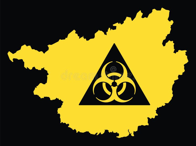 Guangxi Province Map of China with Biohazard Virus Sign Stock Vector ...