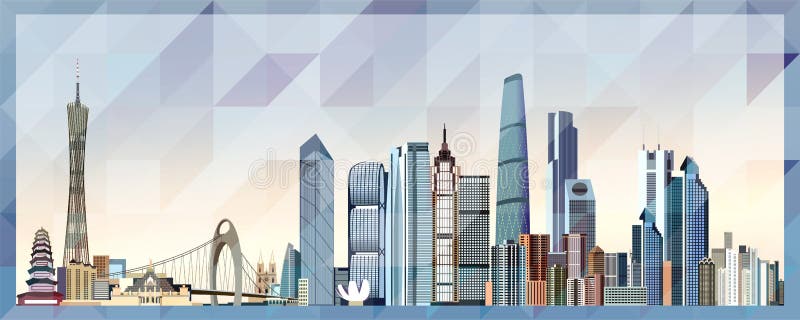 Guangzhou Skyline Vector Illustration Linear Stock Vector ...