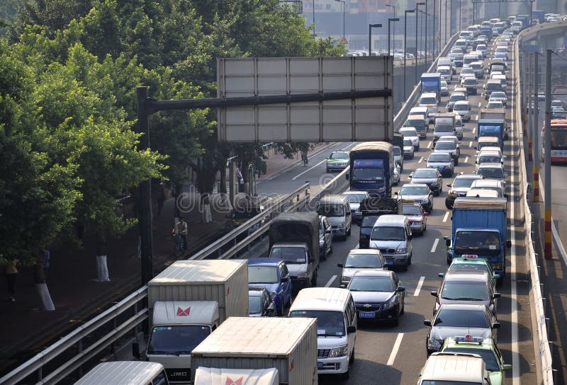 Guangzhou Heavy Traffic Jam and Air Pollution Editorial Stock Image ...